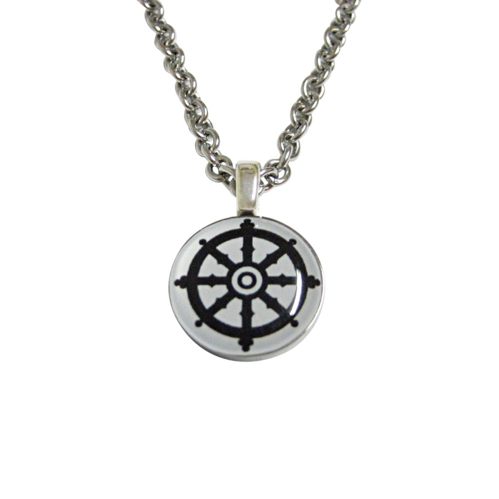 Buddhist Wheel Of Dharma Design Pendant Unisex Nec - Gem